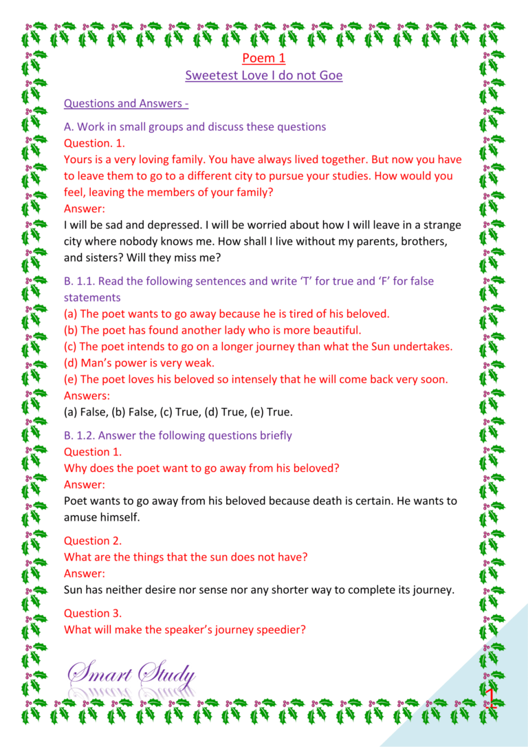 Class 12th English Book Solutions Bihar Board Poetry Chapter 1 ...