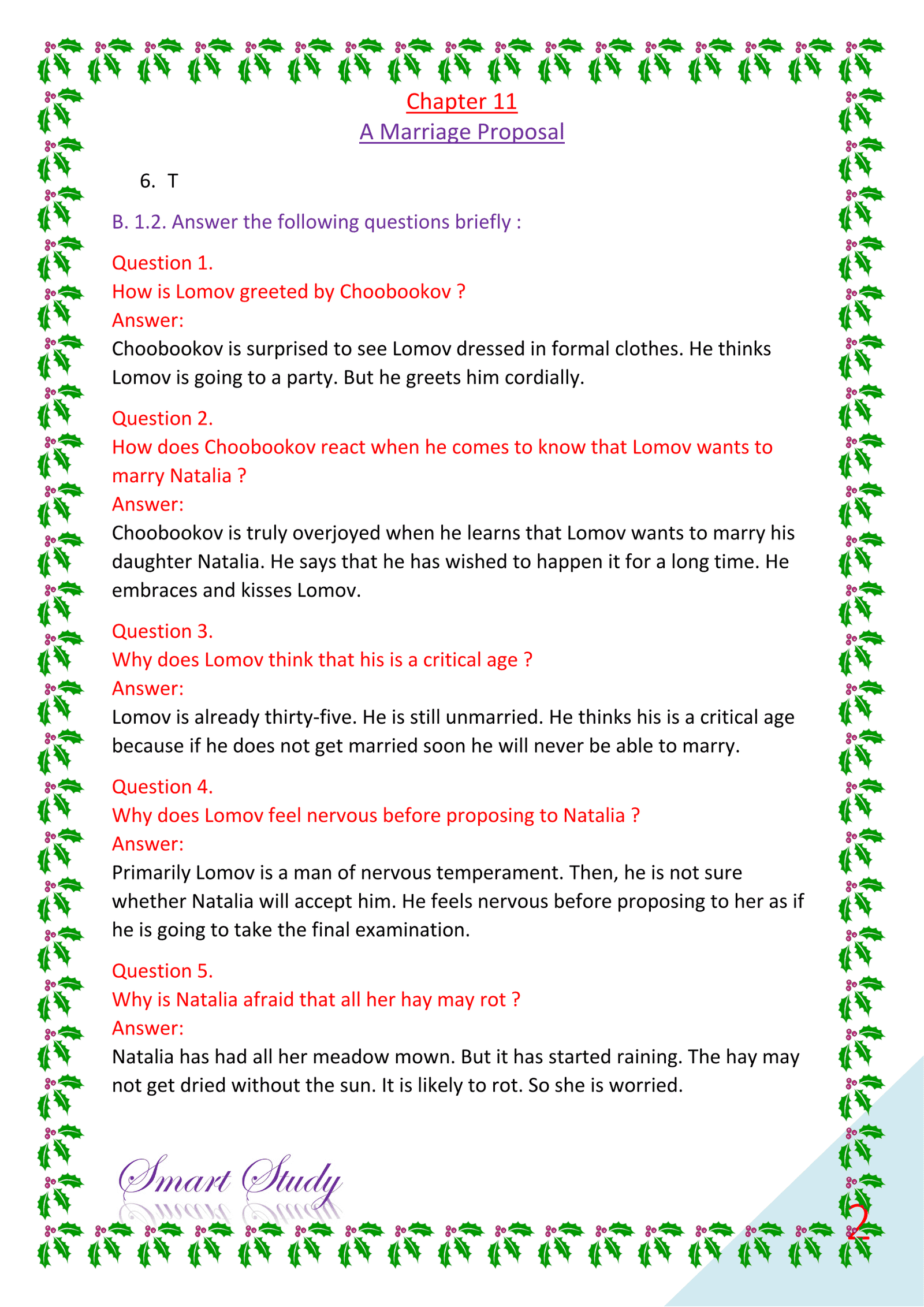 Class 12th English Book Solutions Bihar Board Chapter 11 A Marriage