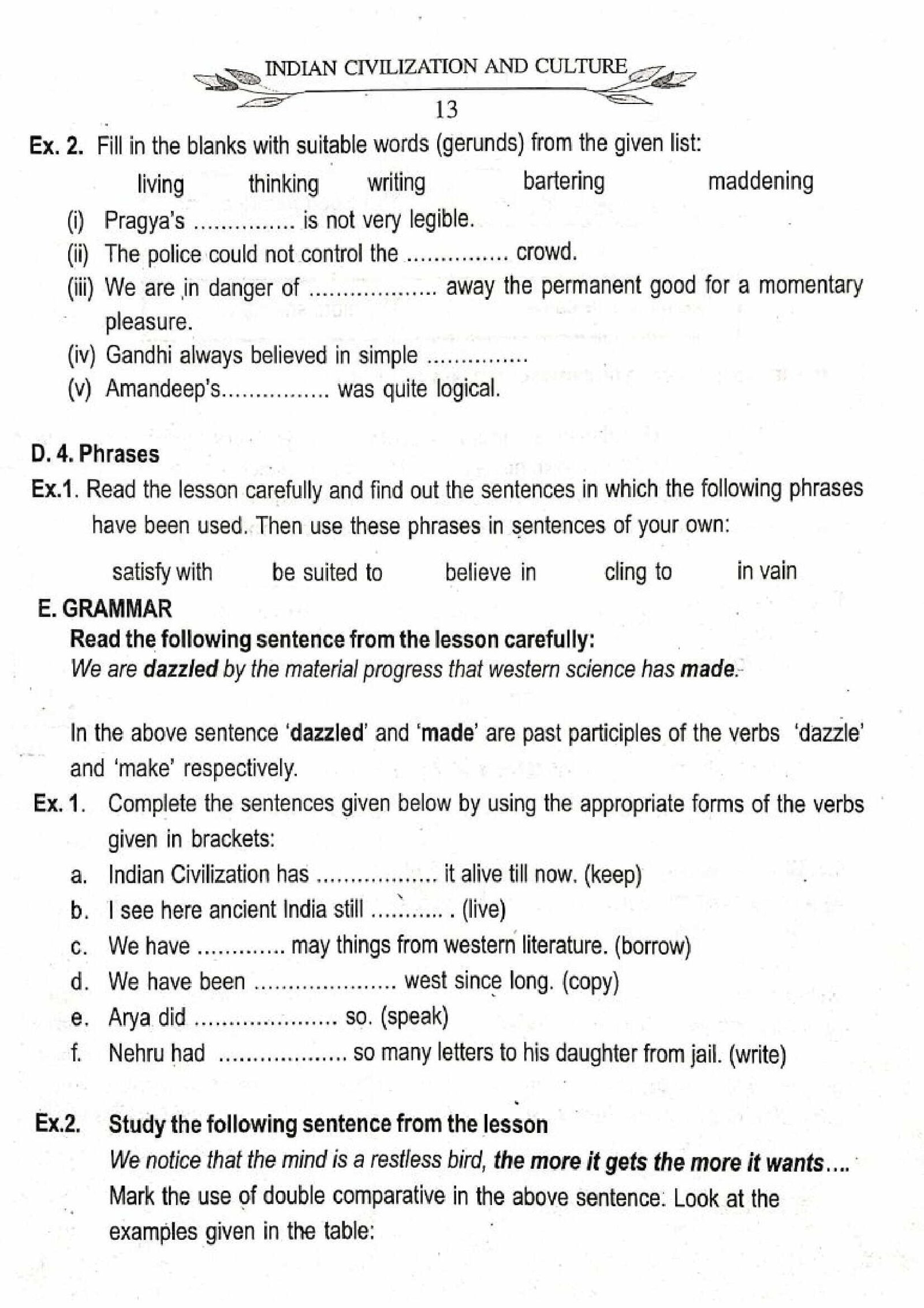 English Chapter 1 Class 12 PDF Download Indian Civilization Culture