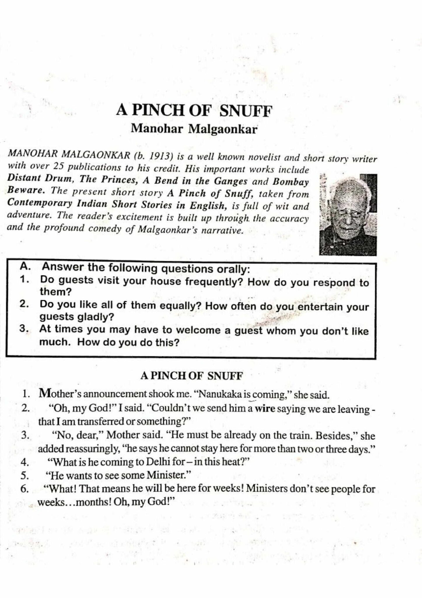 English Chapter 3 Class 12 PDF Download A Pinch Of Snuff Bihar English Chapter 3 Class 12 PDF Download A Pinch Of Snuff Bihar