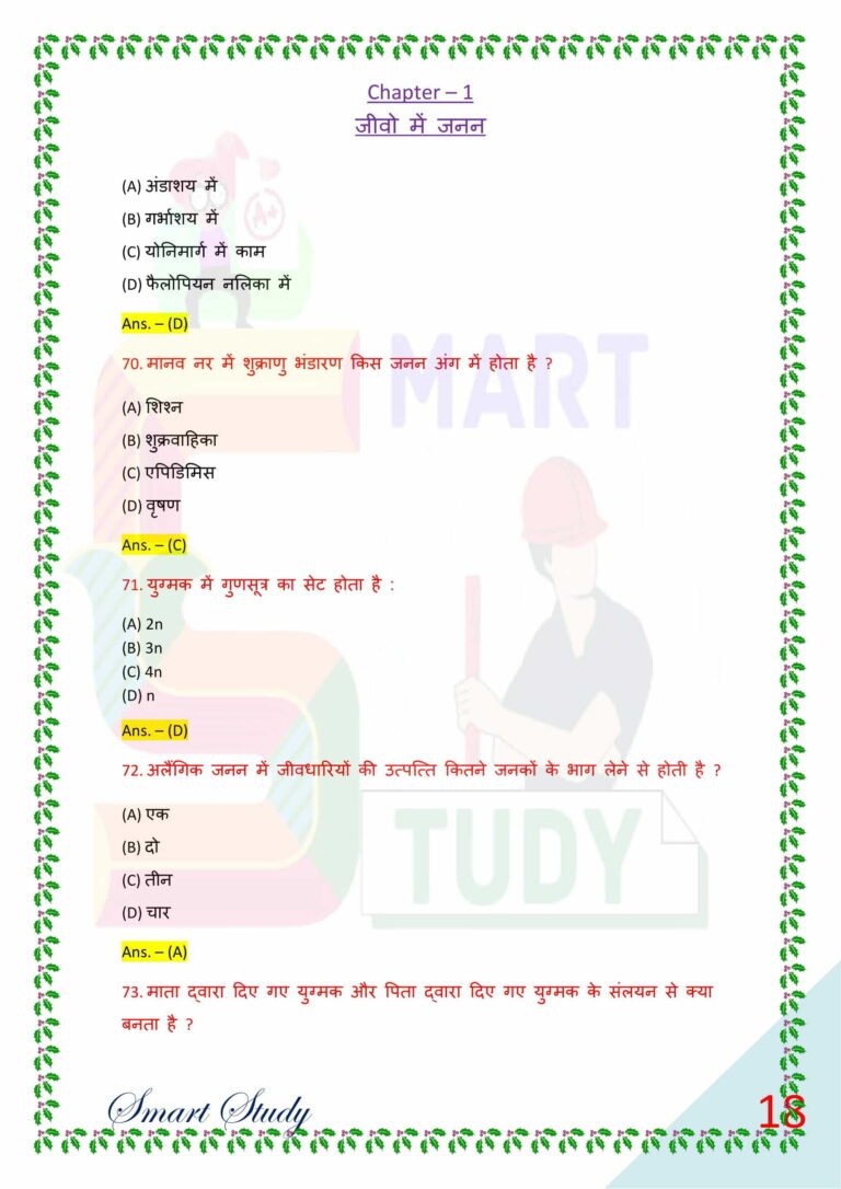 Class 12 Biology Objective Questions Chapter 1 | जीवो में जनन - Our ...